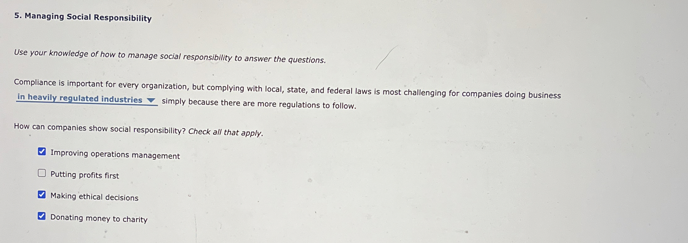 Solved Managing Social ResponsibilityUse your knowledge of | Chegg.com