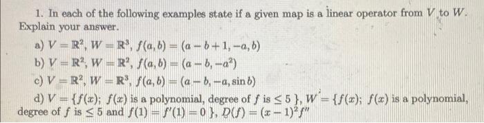 Solved 1. In each of the following examples state if a given | Chegg.com