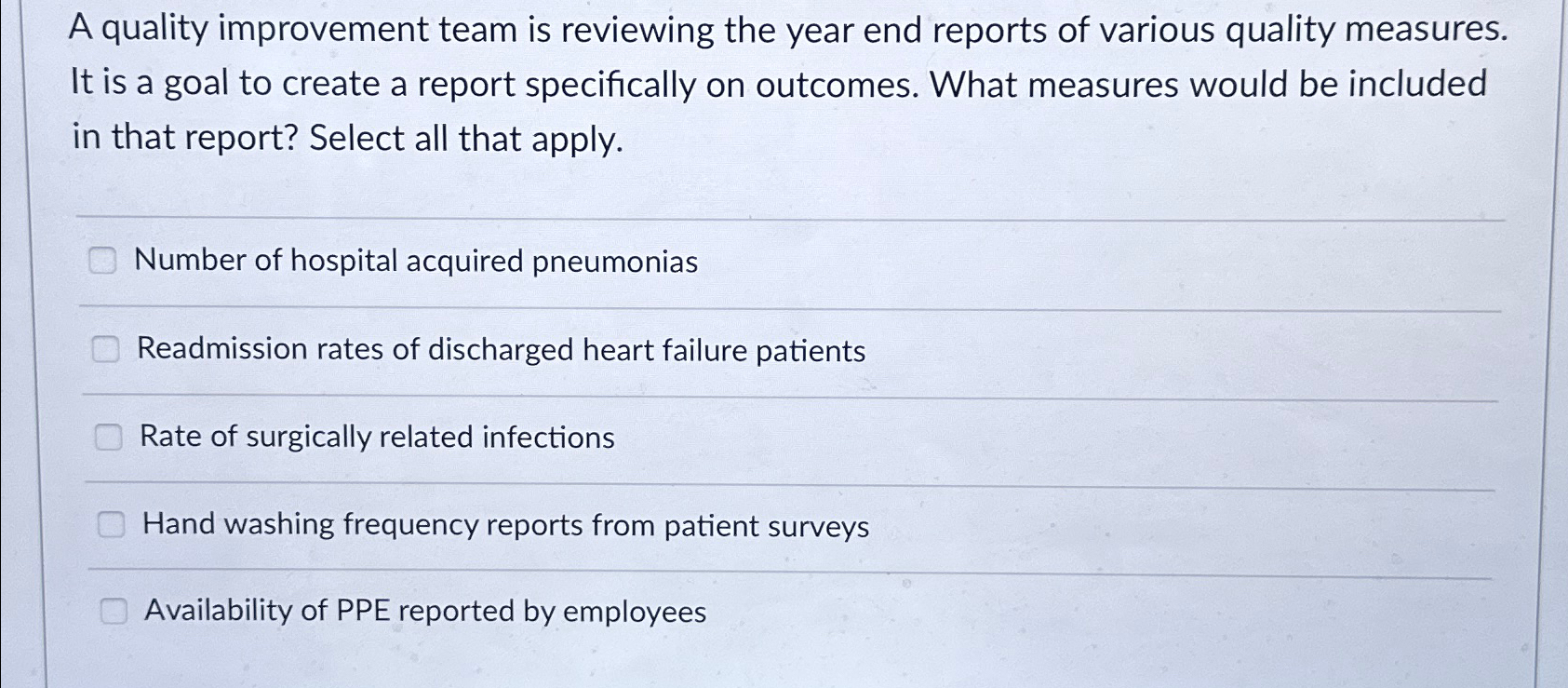 Solved A quality improvement team is reviewing the year end | Chegg.com