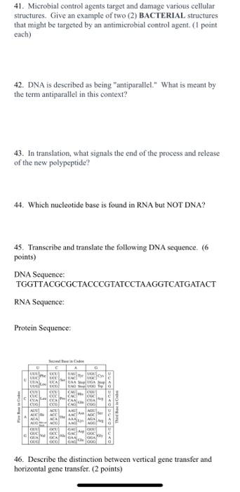 Solved 41. Microbial control agents target and damage | Chegg.com