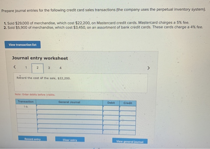 Solved Prepare journal entries for the following credit card | Chegg.com