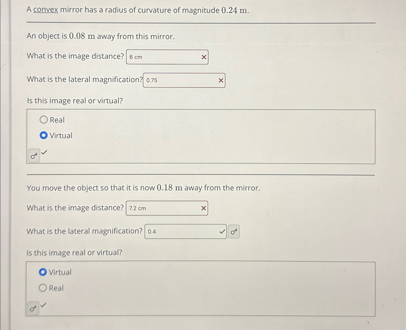 Solved A convex mirror has a radius of curvature of | Chegg.com