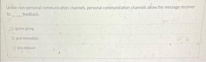 Solved Unlike non-personal communication channels, personal | Chegg.com