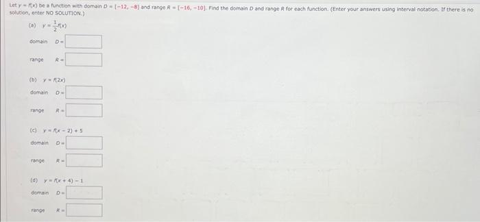 Solved Let y=f(x) be a function with domain D=[−12,−8] and | Chegg.com
