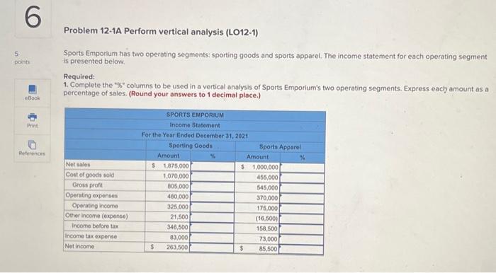 Solved Problem 12-1A Perform vertical analysis (LO12-1) | Chegg.com