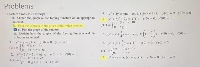 Solved In each of Problems 1 through 8 : a. Sketch the graph | Chegg.com