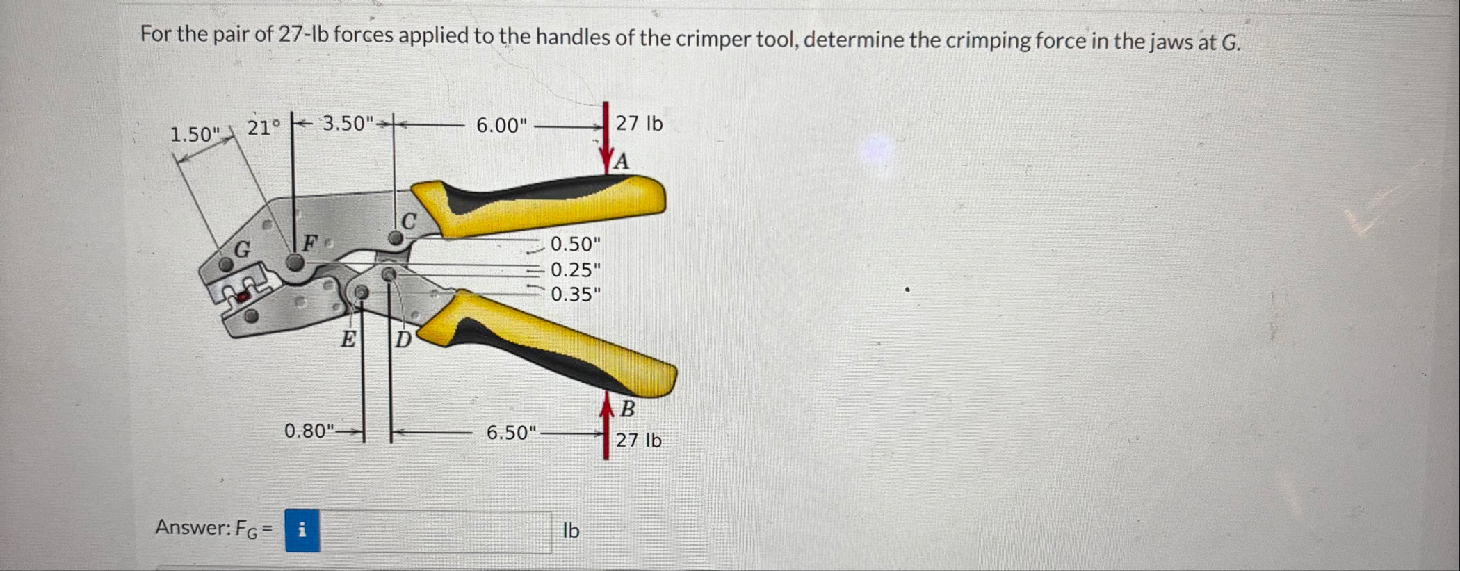 Solved For the pair of 27-lb forces applied to the handles | Chegg.com