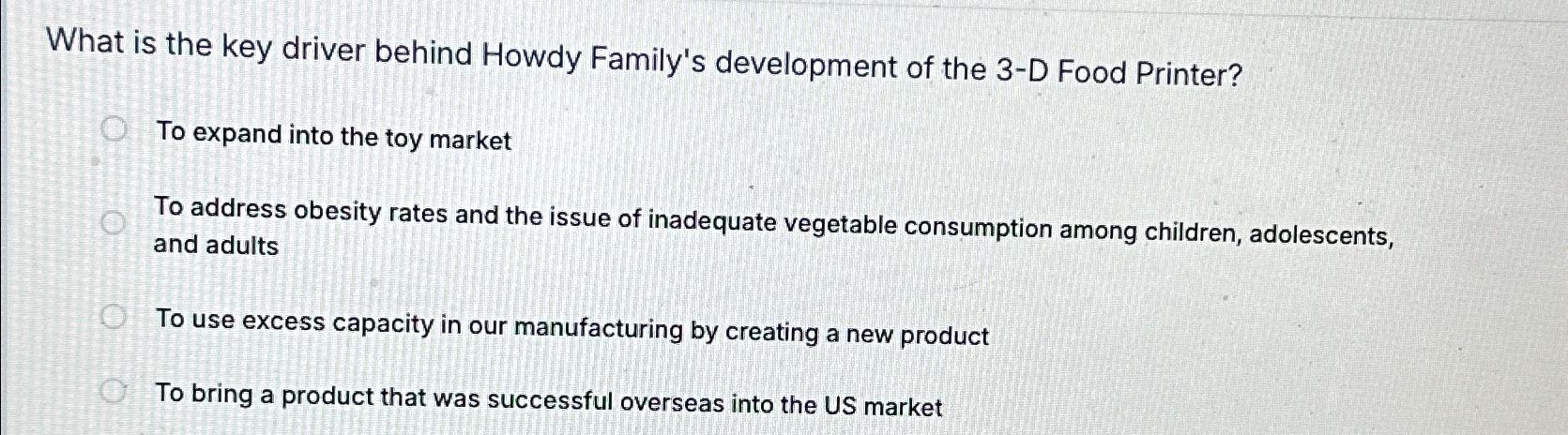 Solved What is the key driver behind Howdy Family's | Chegg.com Solved What is the key driver behind Howdy Family's | Chegg.com