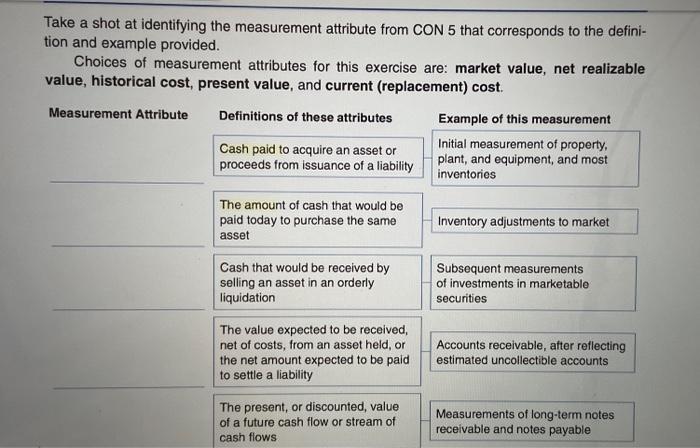 Solved Take a shot at identifying the measurement attribute | Chegg.com