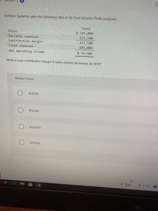 Solved Schister Systems uses the following data in its | Chegg.com