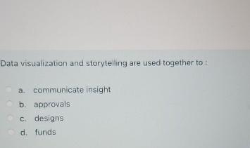 Solved Data visualization and storytelling are used together | Chegg.com