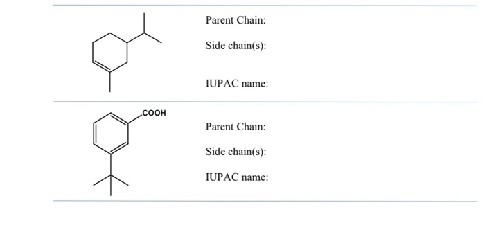 Solved Parent Chain: Side chain(s): IUPAC name: соон Parent | Chegg.com