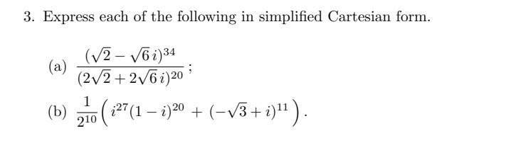 Solved 3. Express each of the following in simplified | Chegg.com