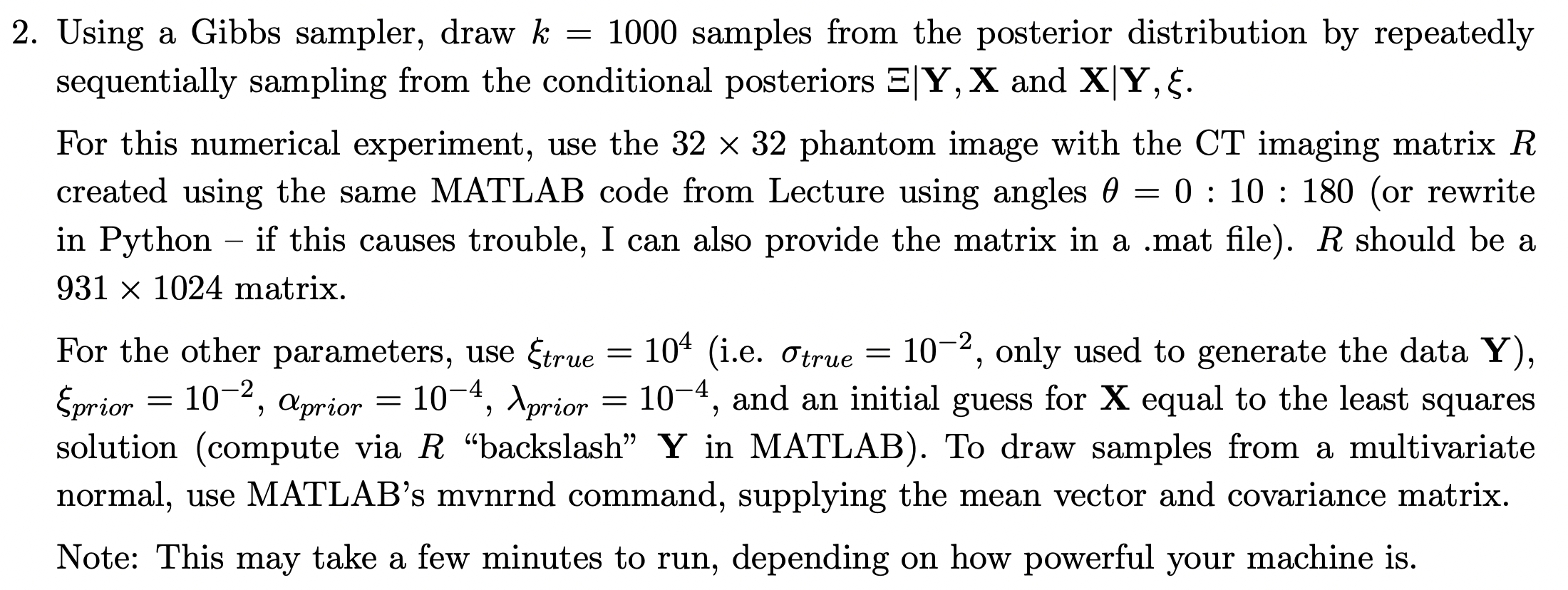 Solved Using a Gibbs sampler, draw k=1000 ﻿samples from the | Chegg.com