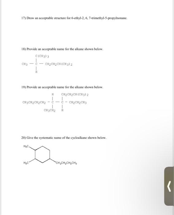 Solved 17) Draw an acceptable structure for 6-ethyl-2, 6, | Chegg.com