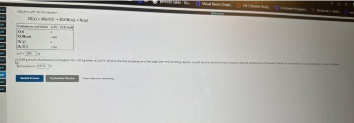 Solved calculate H for the reaction | Chegg.com