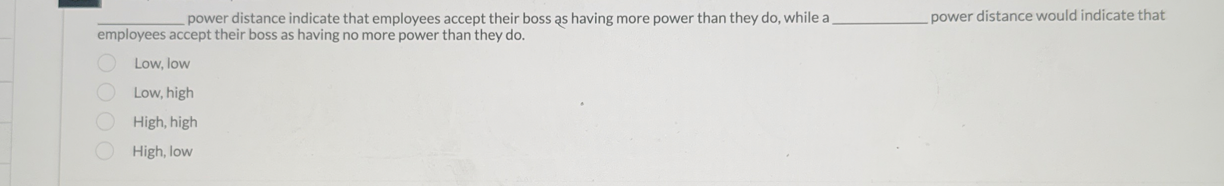 Solved q, ﻿power distance indicate that employees accept | Chegg.com