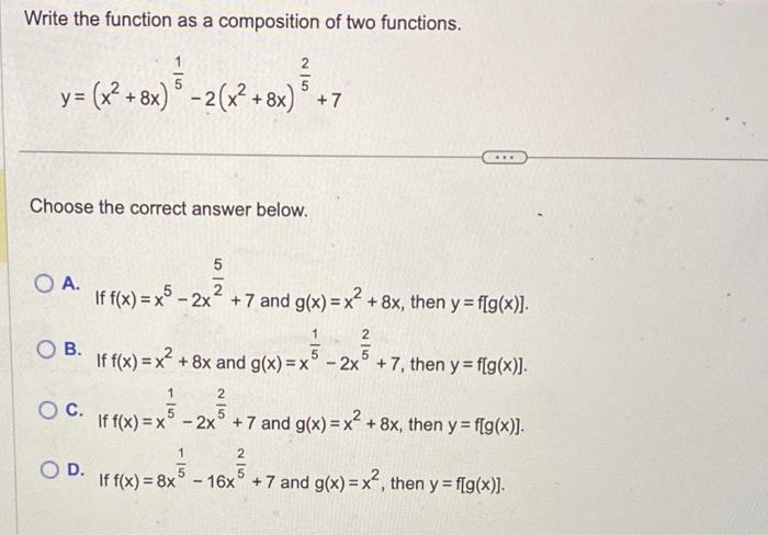 Solved Write the function as a composition of two functions. | Chegg.com