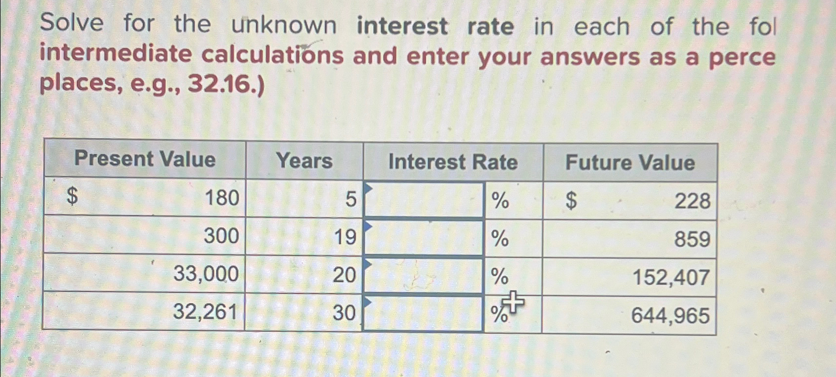 Solved Solve for the unknown interest rate in each of the | Chegg.com