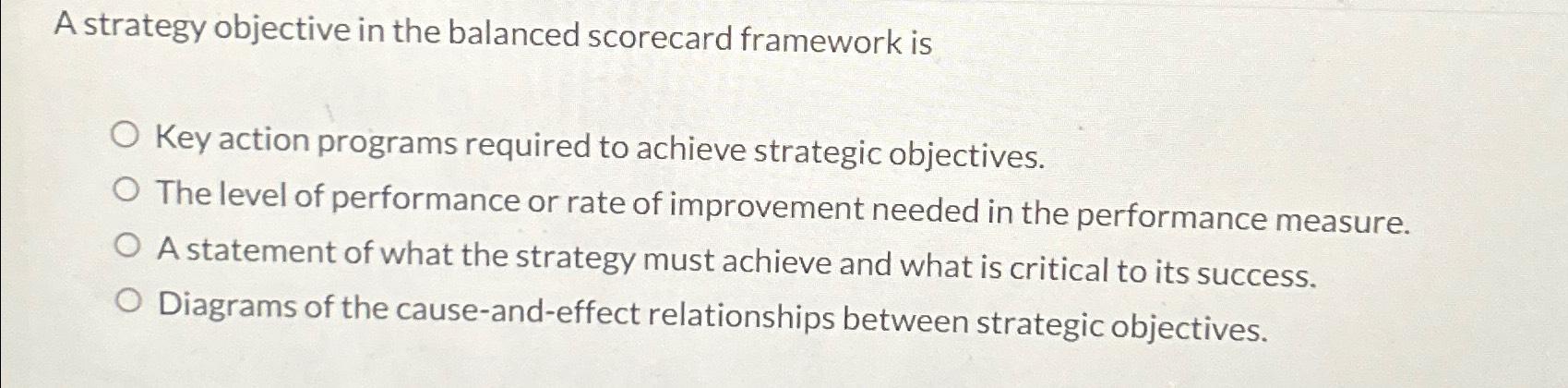 Solved A strategy objective in the balanced scorecard | Chegg.com