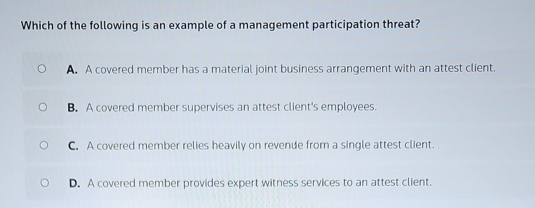 Solved Which of the following is an example of a management | Chegg.com