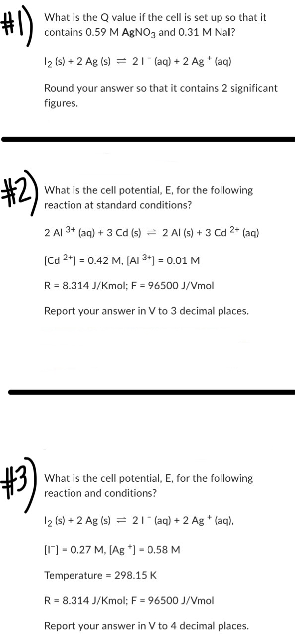 Solved //Help needed with these 3 ﻿problems, please double | Chegg.com