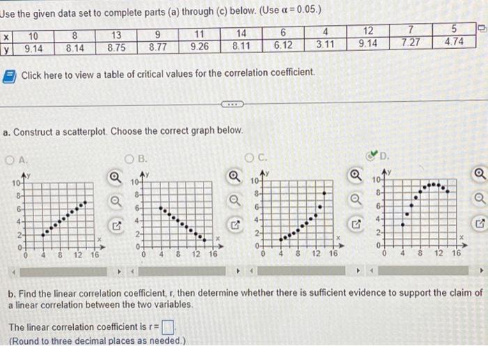 Solved Use the given data set to complete parts (a) through | Chegg.com Solved Use the given data set to complete parts (a) through | Chegg.com