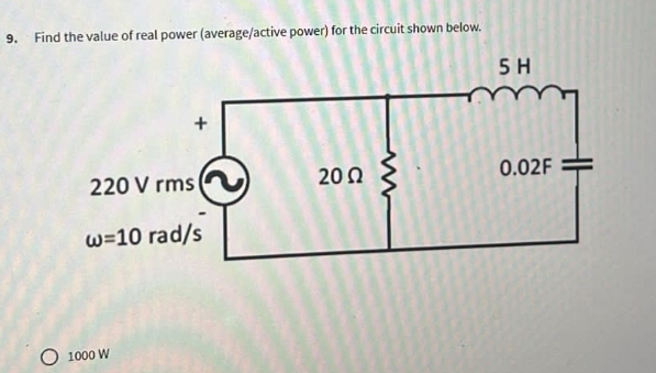 Solved Find the value of real power (average/active power) | Chegg.com