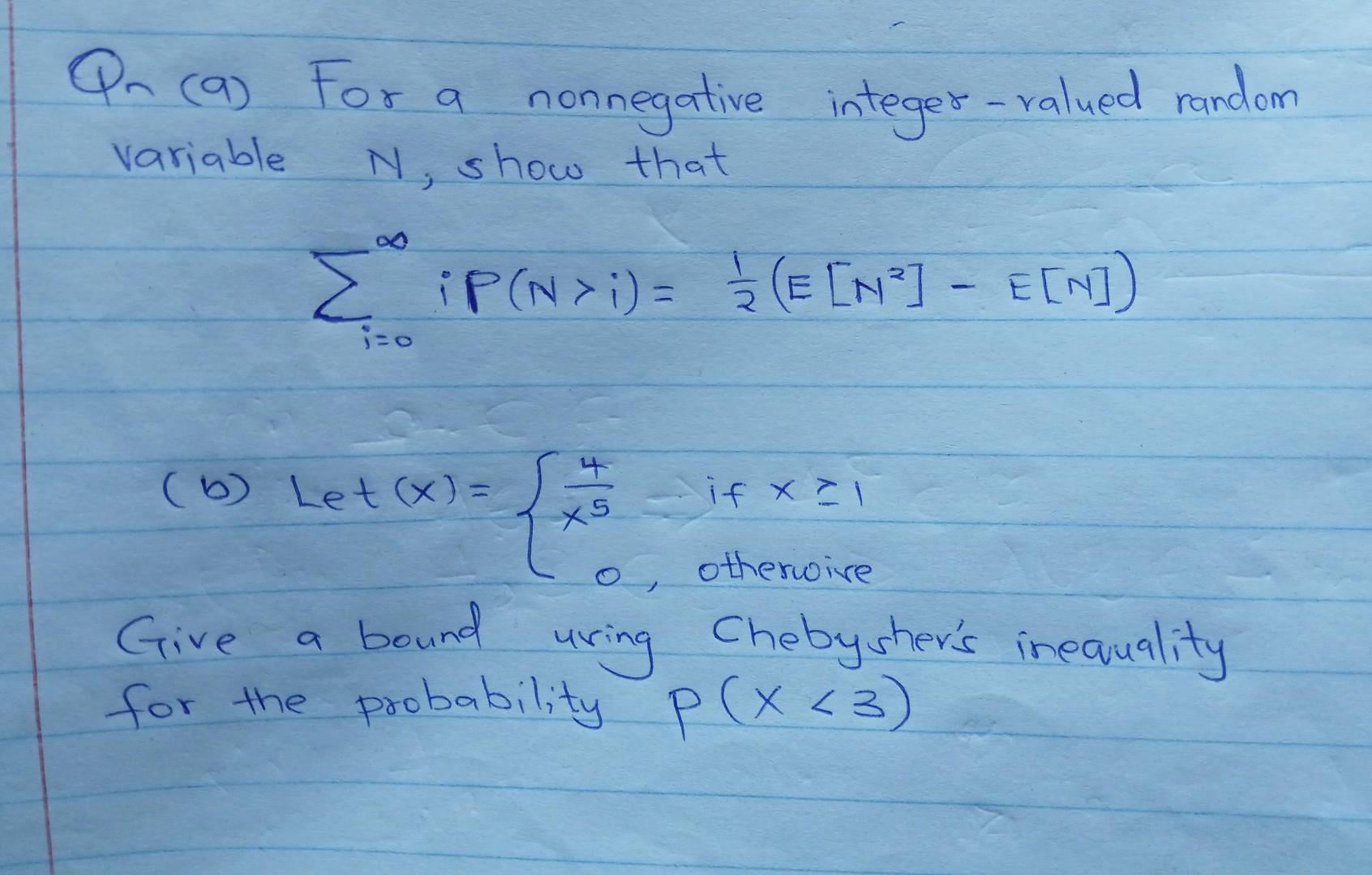 Solved Qn (a) For a nonnegative integer-ralued random | Chegg.com
