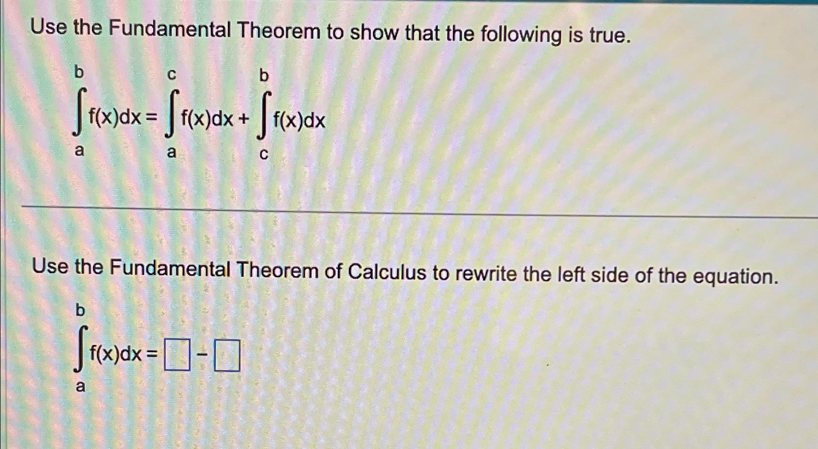 Solved Use the Fundamental Theorem to show that the | Chegg.com