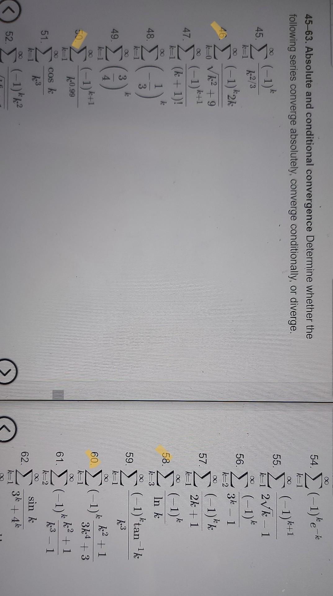 Solved 一起 45–63. Absolute and conditional convergence | Chegg.com