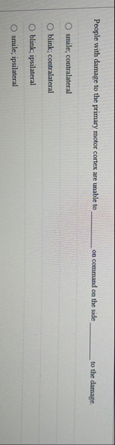 Solved People with damage to the primary motor cortex are | Chegg.com