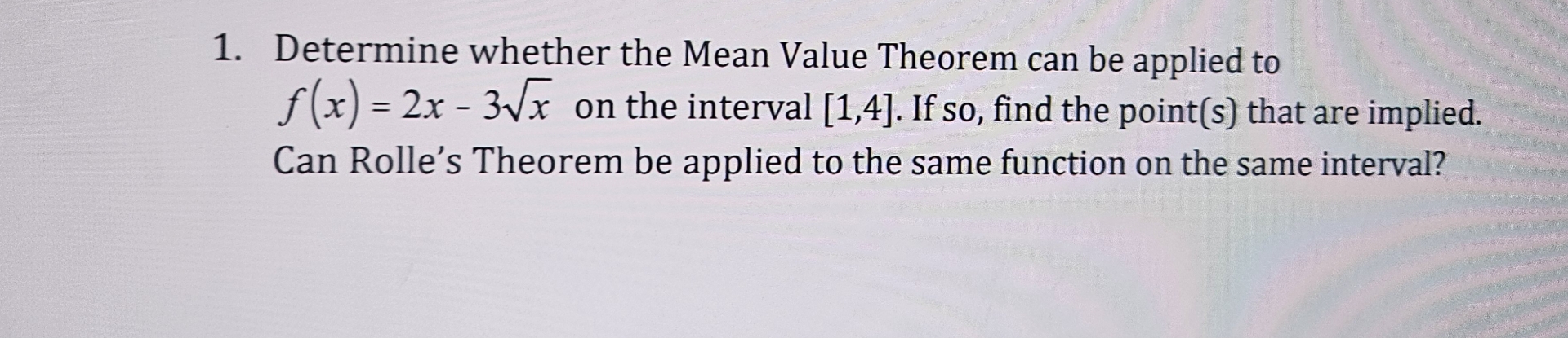 Solved Determine Whether The Mean Value Theorem Can Be 9054