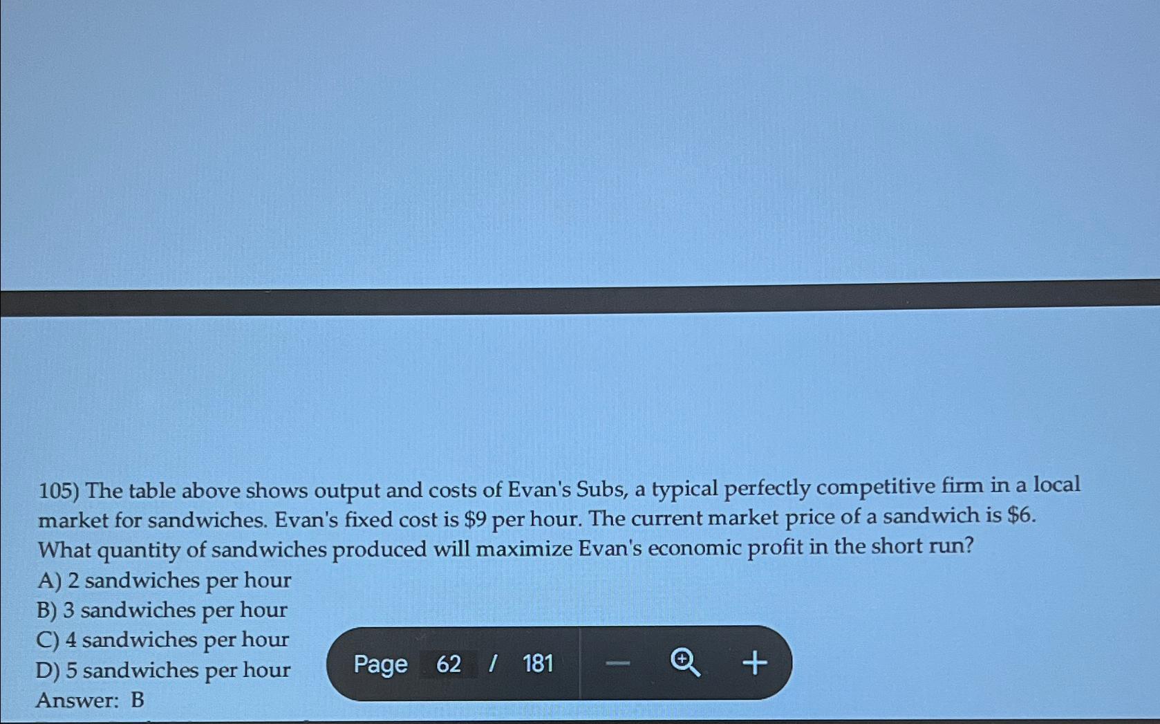Solved The table above shows output and costs of Evan's | Chegg.com