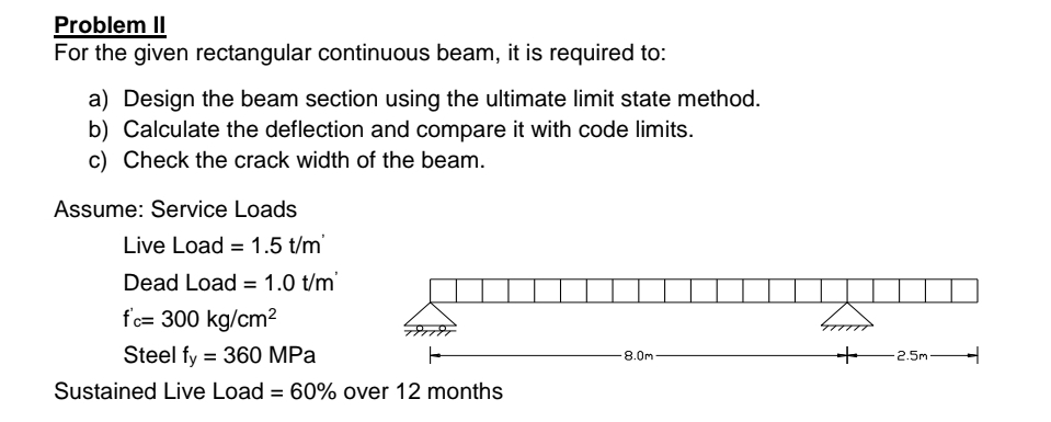 Solved Problem IIFor the given rectangular continuous beam, | Chegg.com
