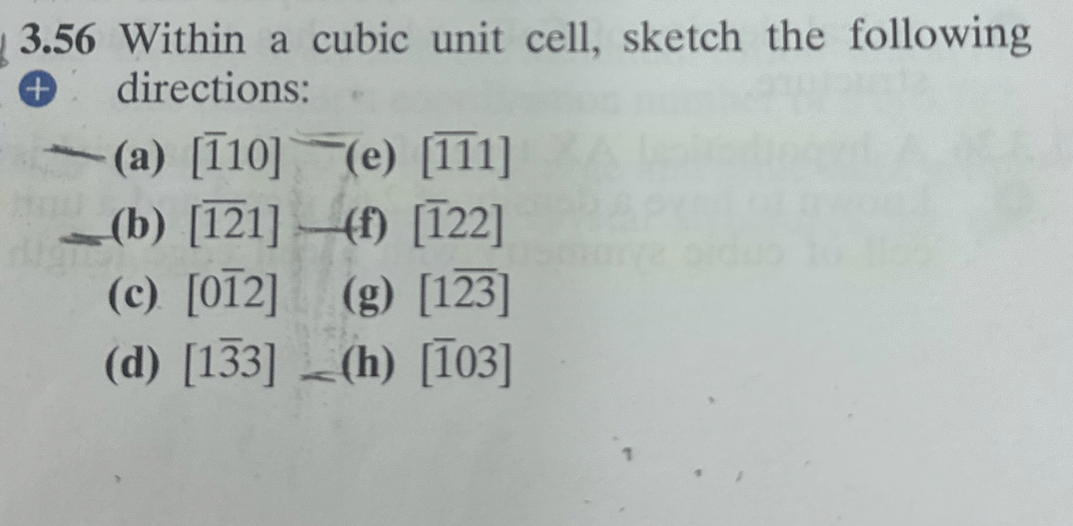 Solved 3.56 ﻿Within a cubic unit cell, sketch the | Chegg.com