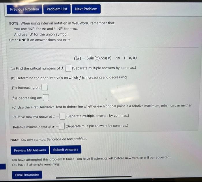 Solved Note When Using Interval Notation In Webwork 2945