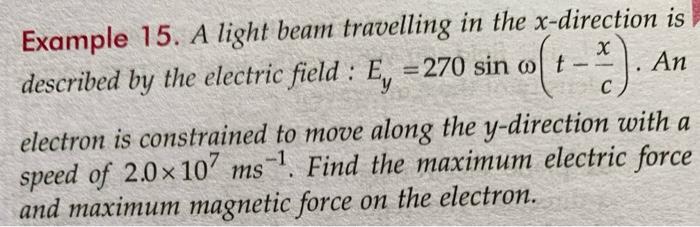Solved Example 15. A light beam travelling in the | Chegg.com