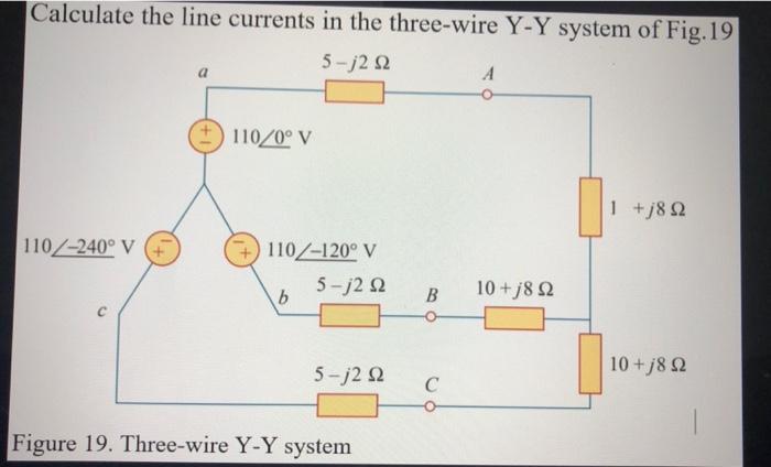 Solved Calculate the line currents in the three-wire Y-Y | Chegg.com