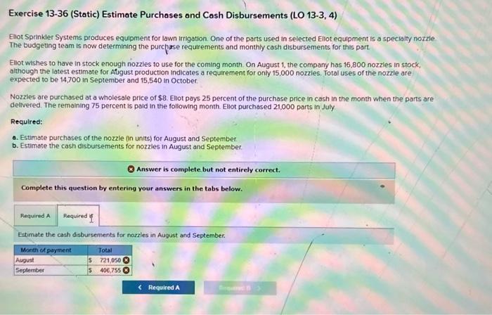 Solved Exercise 13-36 (Static) Estimate Purchases and Cash | Chegg.com