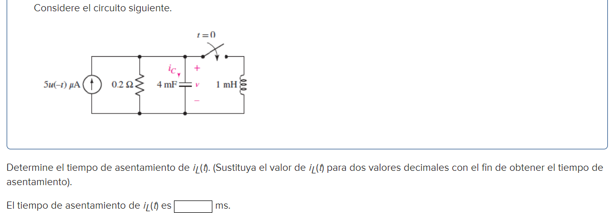 Considere el circuito siguiente.Determine el tiempo | Chegg.com