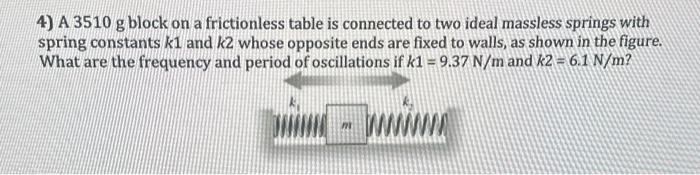 Solved 4) A 3510 g block on a frictionless table is | Chegg.com