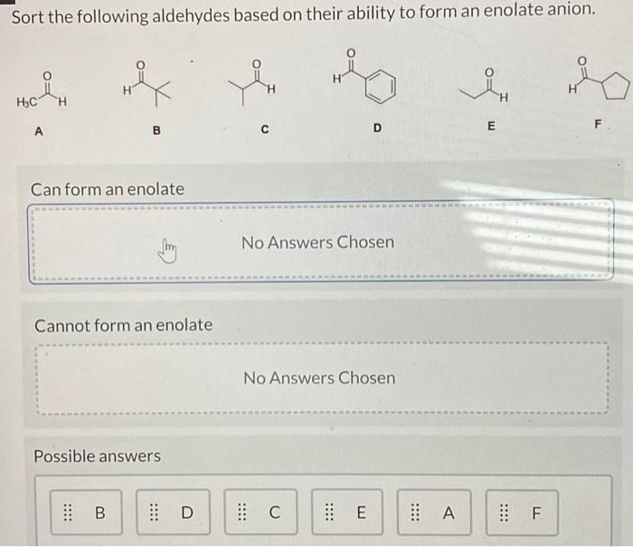 Solved Sort the following aldehydes based on their ability | Chegg.com