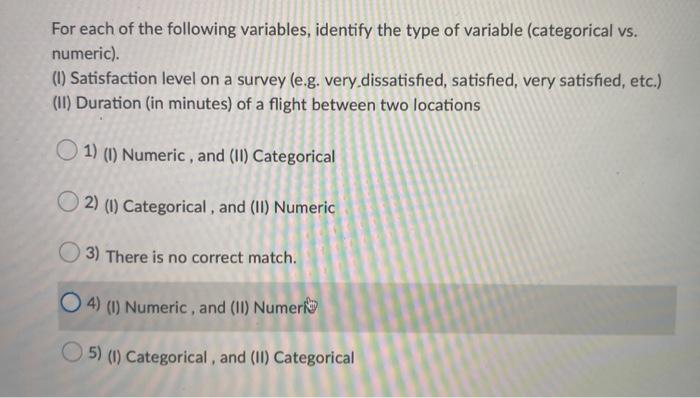 Solved For each of the following variables, identify the | Chegg.com