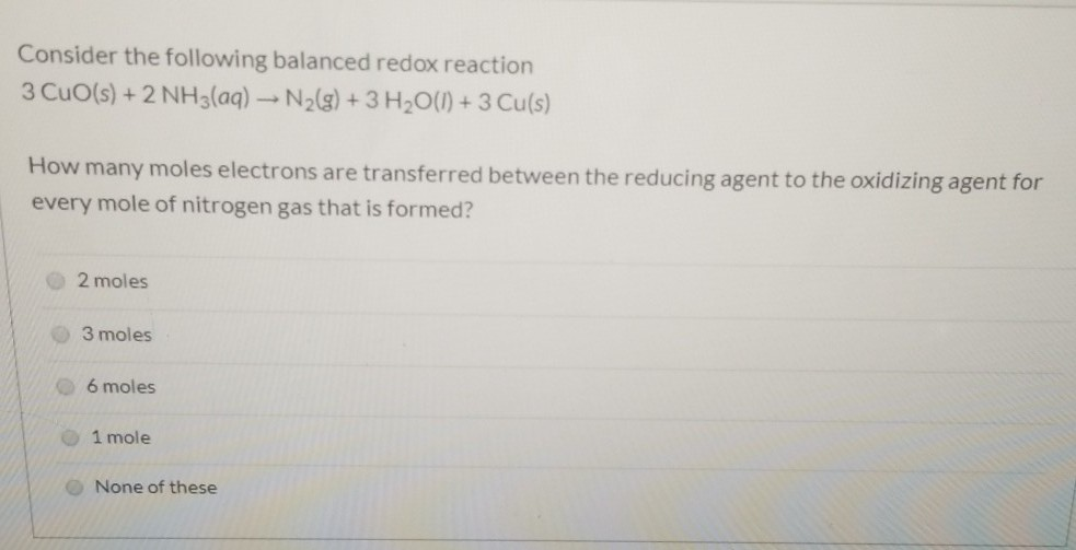Solved Consider the following balanced redox reaction 3 | Chegg.com