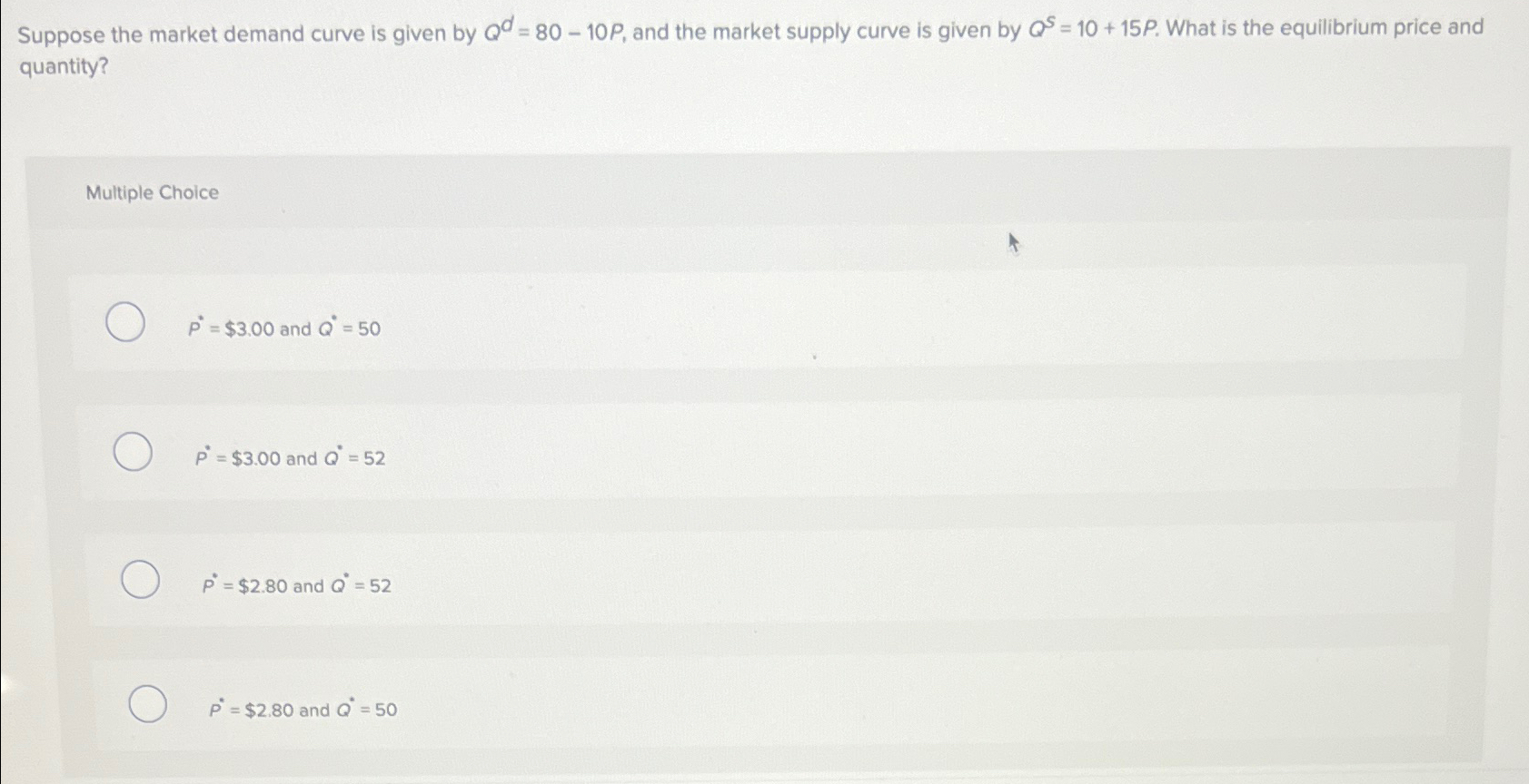 Solved Suppose the market demand curve is given by | Chegg.com