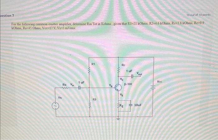 Solved For the following common-emitter amplifier, determine | Chegg.com