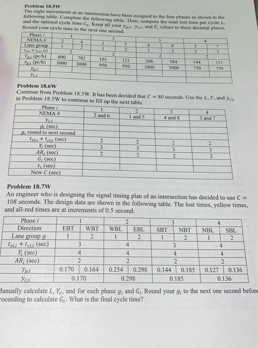 Solved Problem 18.5W The eight movements at an intersection | Chegg.com
