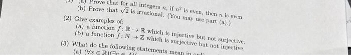 Solved the ther at if n2 is even, then n is even. (2) Give | Chegg.com