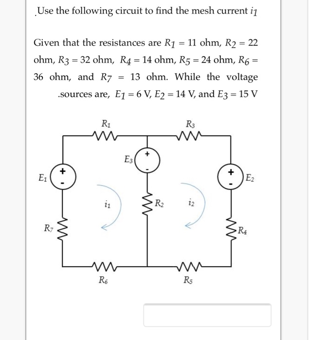 Solved Use the following circuit to find the mesh current i1 | Chegg.com